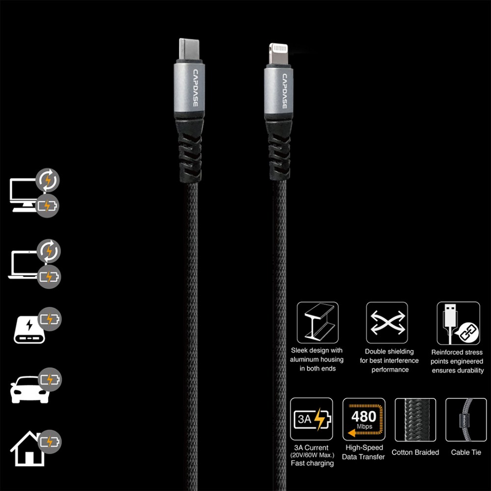 Capdase Capdase Cable Sync & Charge Metallic Lightning to USB-C_1.5M ...